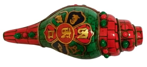 Tibetan Shankh (Shankha): Handmade with Colourful Gemstones & Brass ...