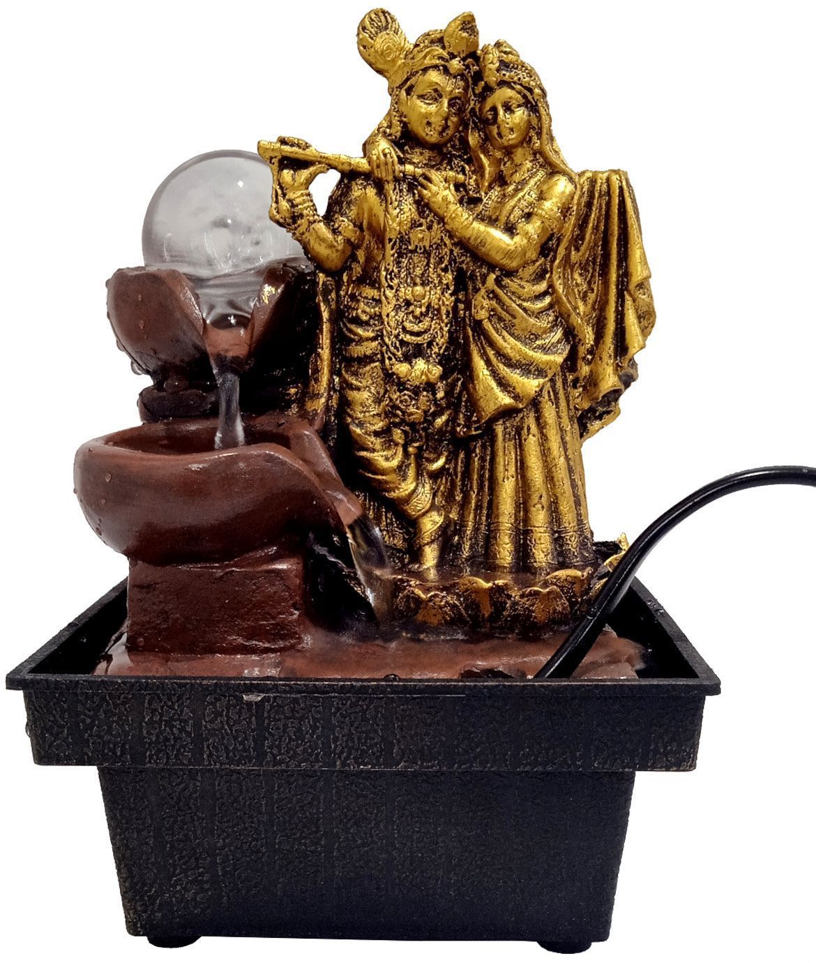 Resin Water Fountain Radha Krishna: Light Weight Compact Portable Decor ...