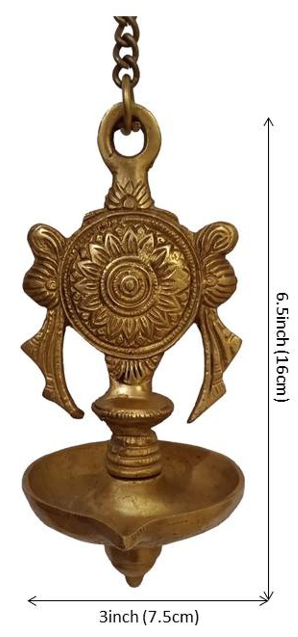 Brass Hanging Diya Nila Vilakku Chakra Oil Lamp: Gada Padma Padmanabha ...