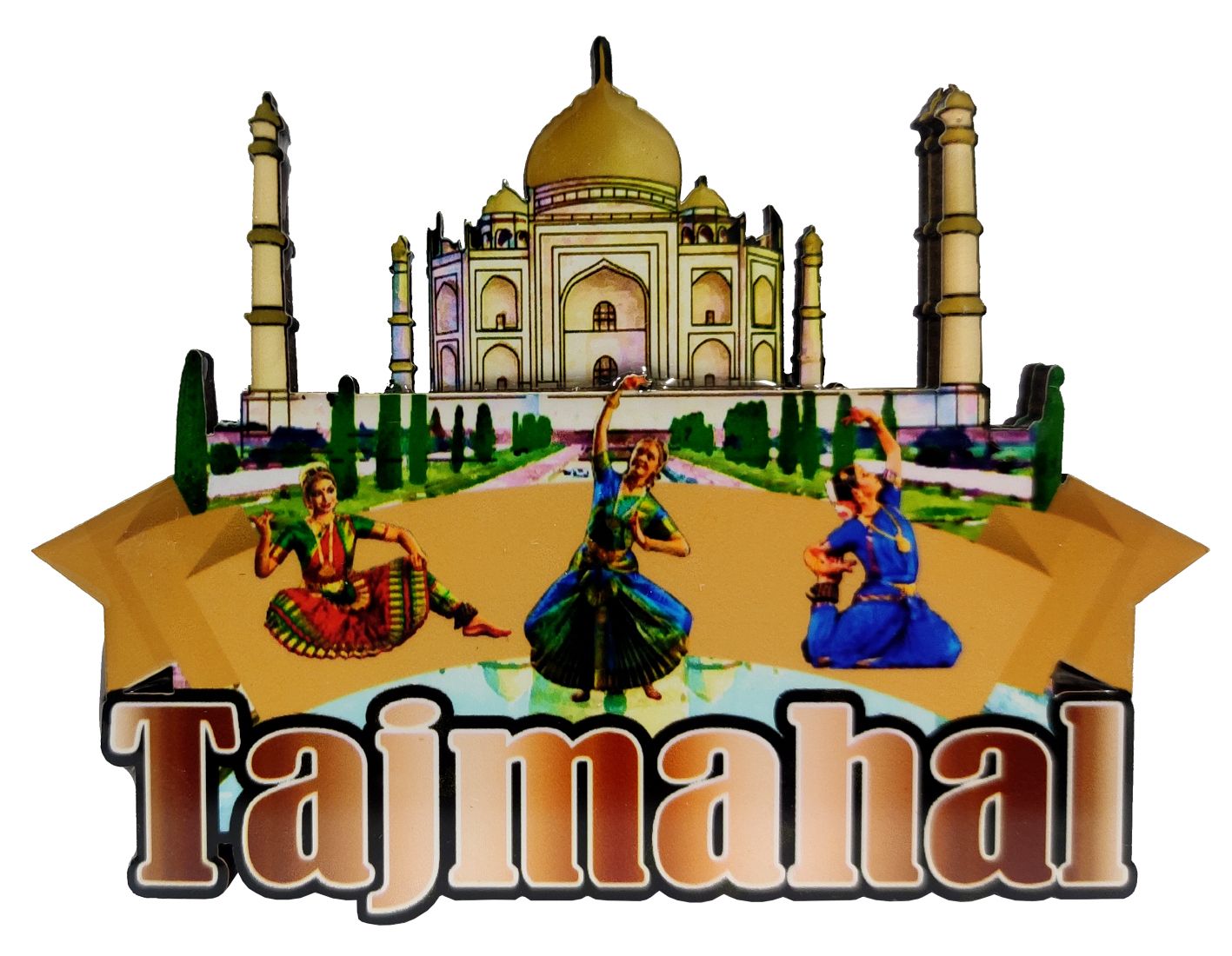 Wooden Glossy Finish Fridge Magnet: Taj Mahal, Indian Souvenir Gift